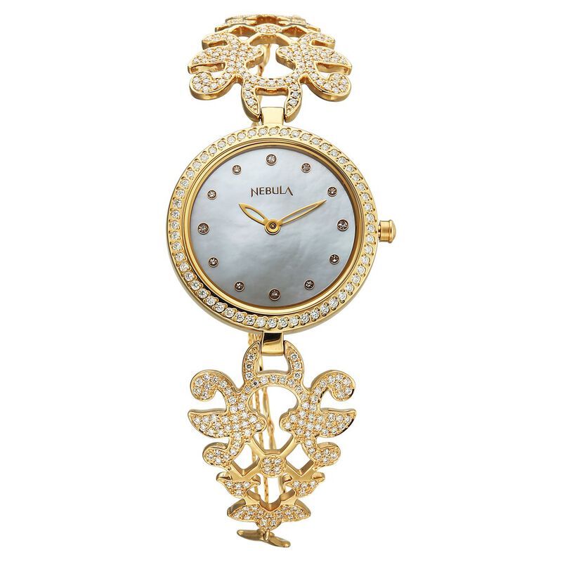 Buy Online Titan Nebula Ashvi 18 KT Gold Quartz Analog White Mother Of ...