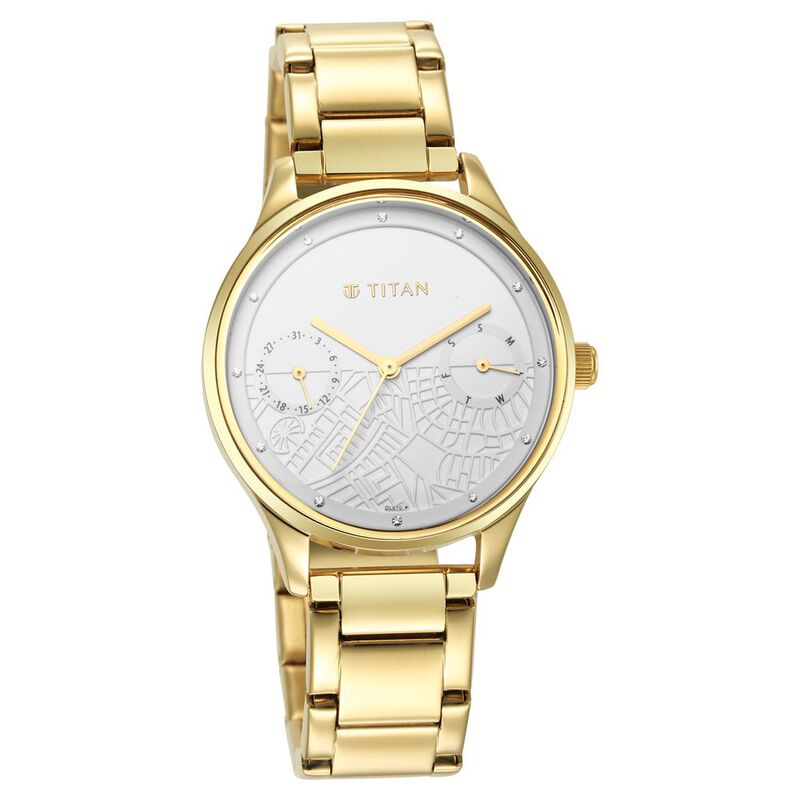 Buy Online Titan Wander White Dial Women Watch With Stainless Steel ...