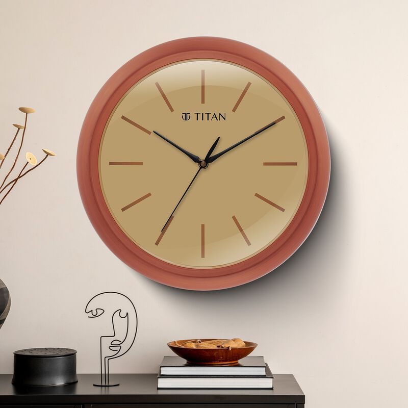 Buy Online Titan Classic Brown Colour Wall Clock with Silent Sweep 34 x ...