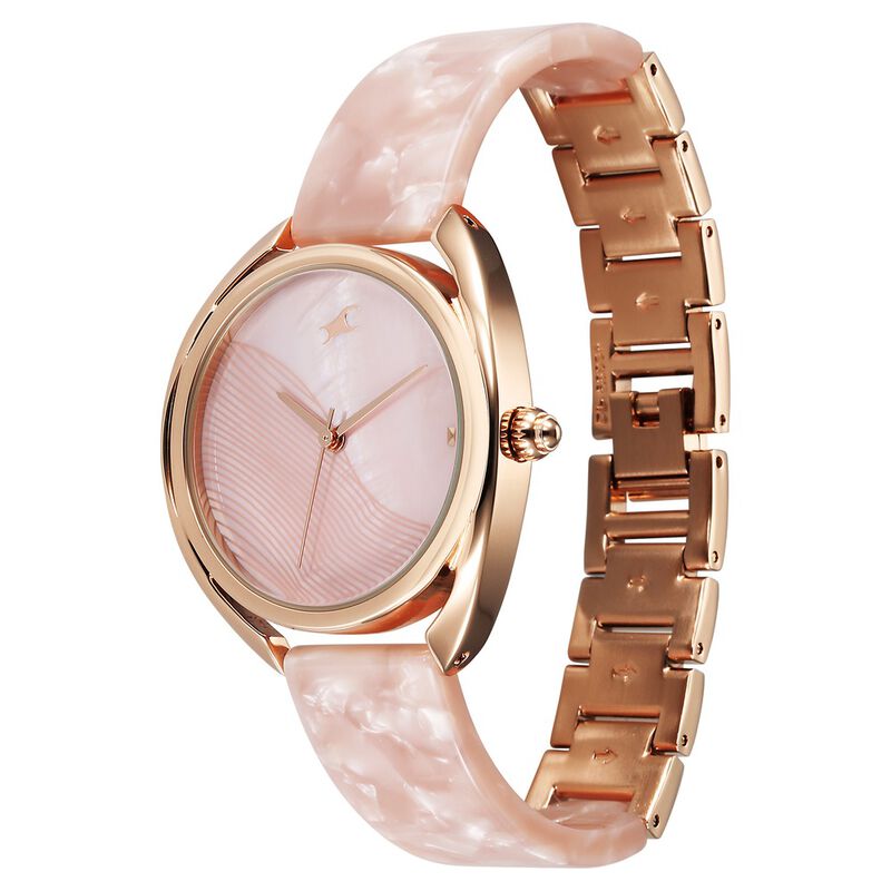 Buy Online Fastrack Younique Quartz Analog Pink Color Mother Of Pearl