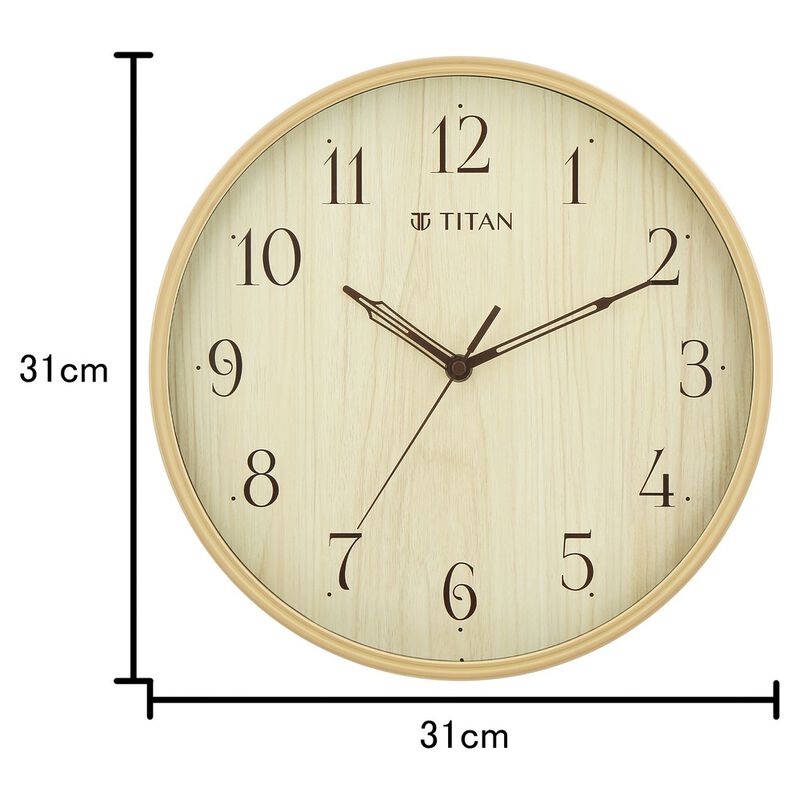 Buy Online Titan Contemporary Wall Clock Quartz Analog Light Brown Dial ...