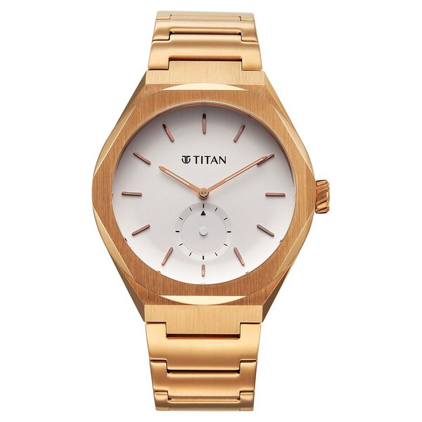 Buy Online Titan Contour Analog with Small Second and White Dial Rose ...