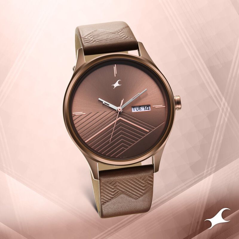 Buy Online Fastrack Style Up Brown Dial Leather Strap Watch for Guys ...