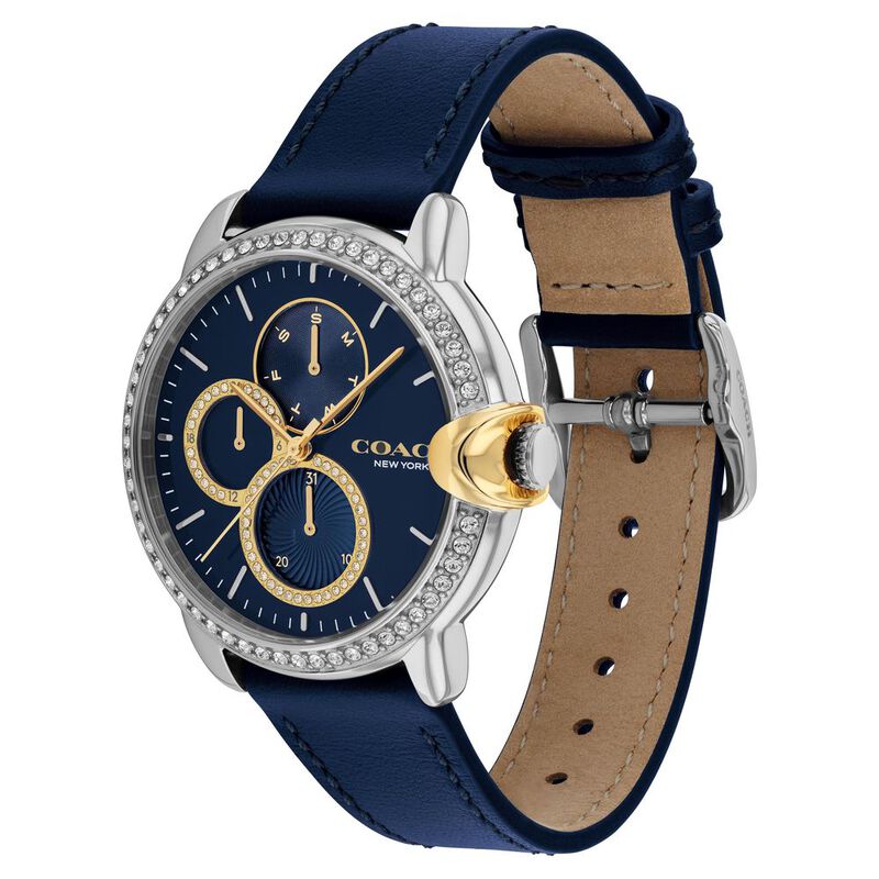 Buy Online Coach Quartz Analog Blue Dial Leather Strap Watch for Women ...