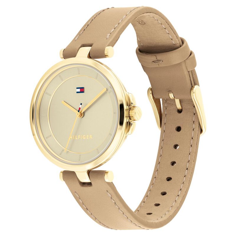 Buy Online Tommy Hilfiger Quartz Analog Beige Dial Leather Strap Watch ...
