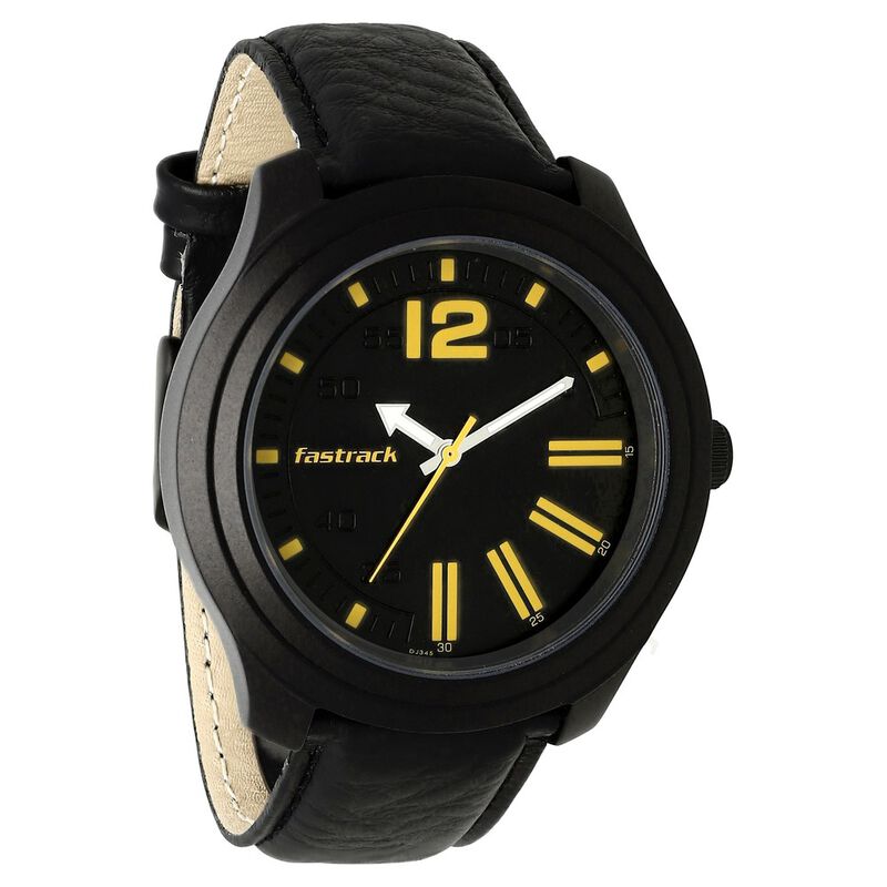 Buy Online Fastrack Road Trip Quartz Analog Black Dial Leather Strap ...