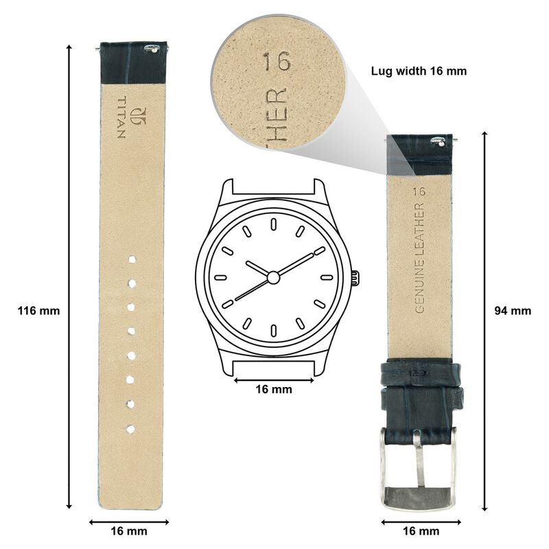 Buy Online 16 mm Blue Genuine Leather Strap for Women - nf113108016sq ...