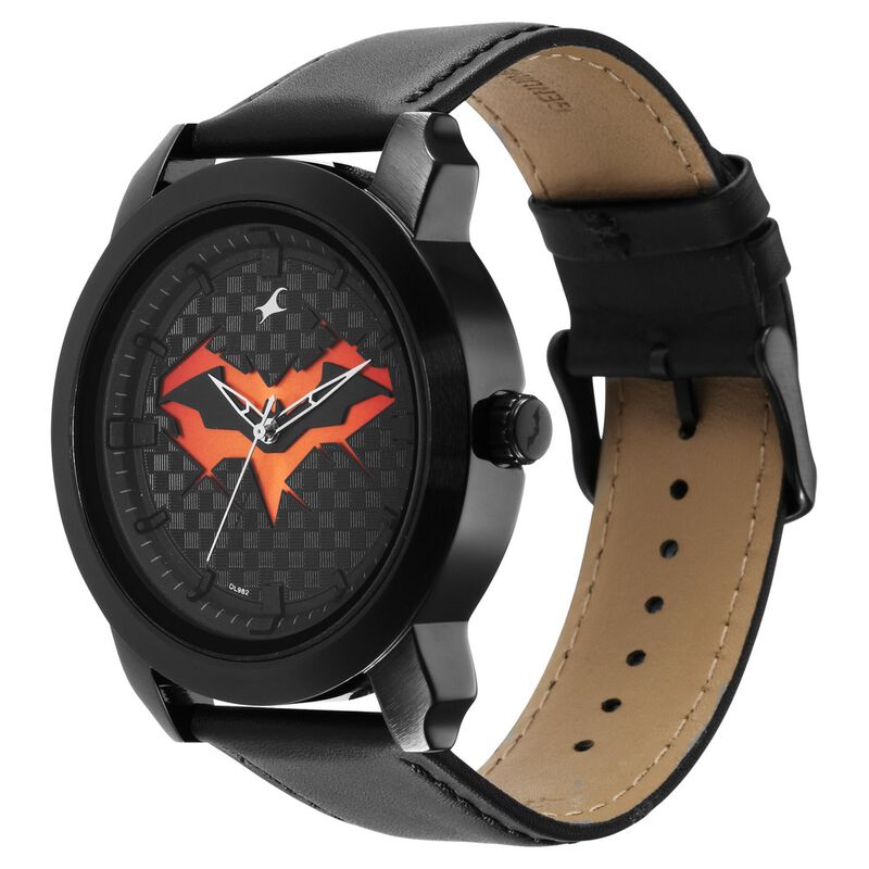 Buy Online Fastrack Batman Quartz Analog Black Dial Leather Strap Watch ...