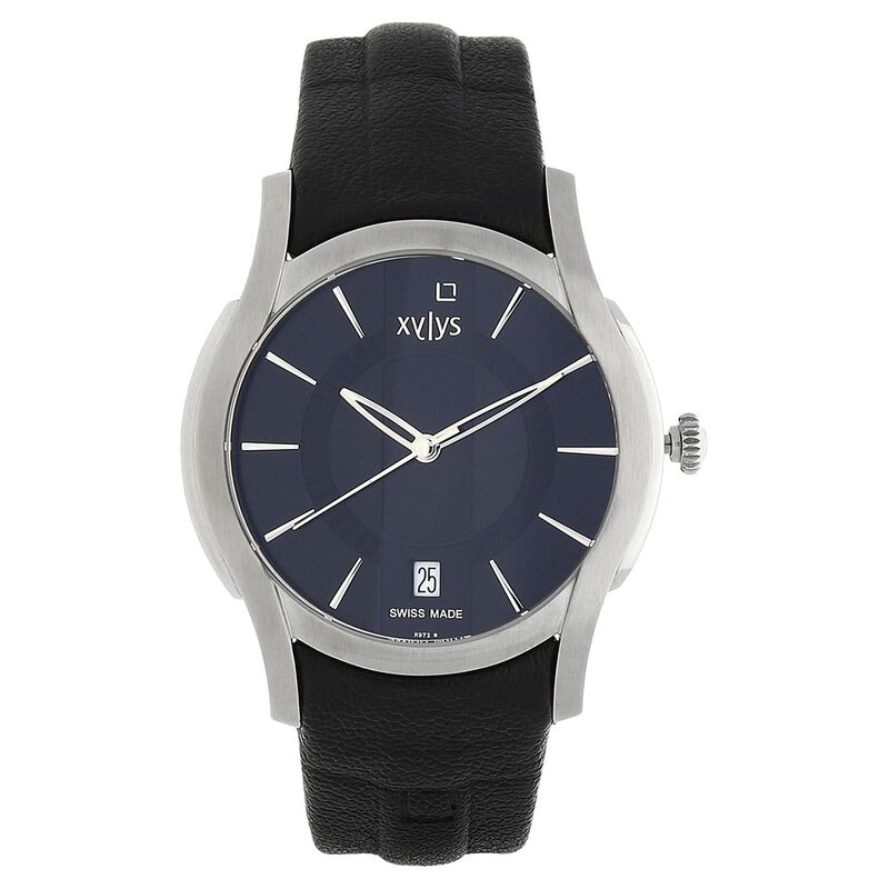 Buy Online Xylys Swiss Analog with Date Black Leather Strap and Black ...