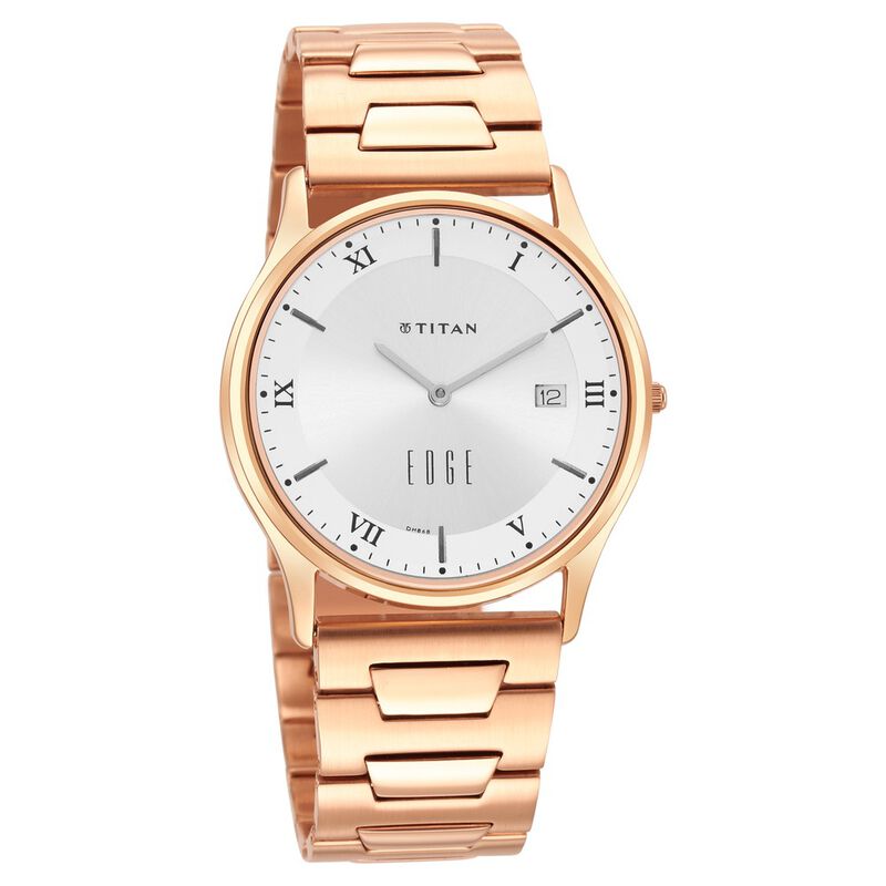 Buy Online Titan Edge Quartz Analog White Dial Rose Gold Stainless ...