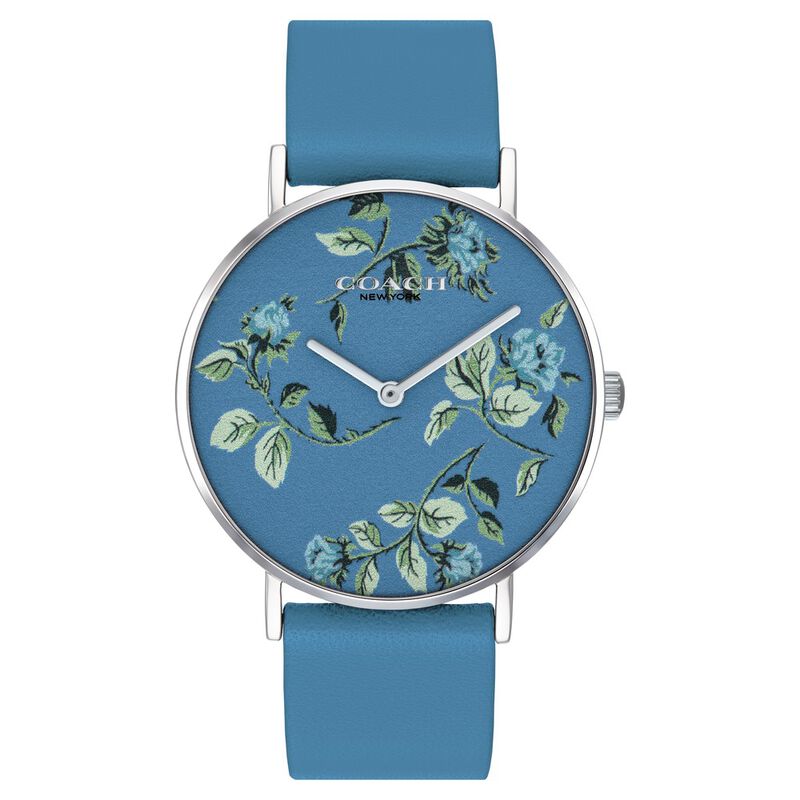 Buy Online Coach Quartz Analog Blue Dial Leather Strap Watch for Women ...