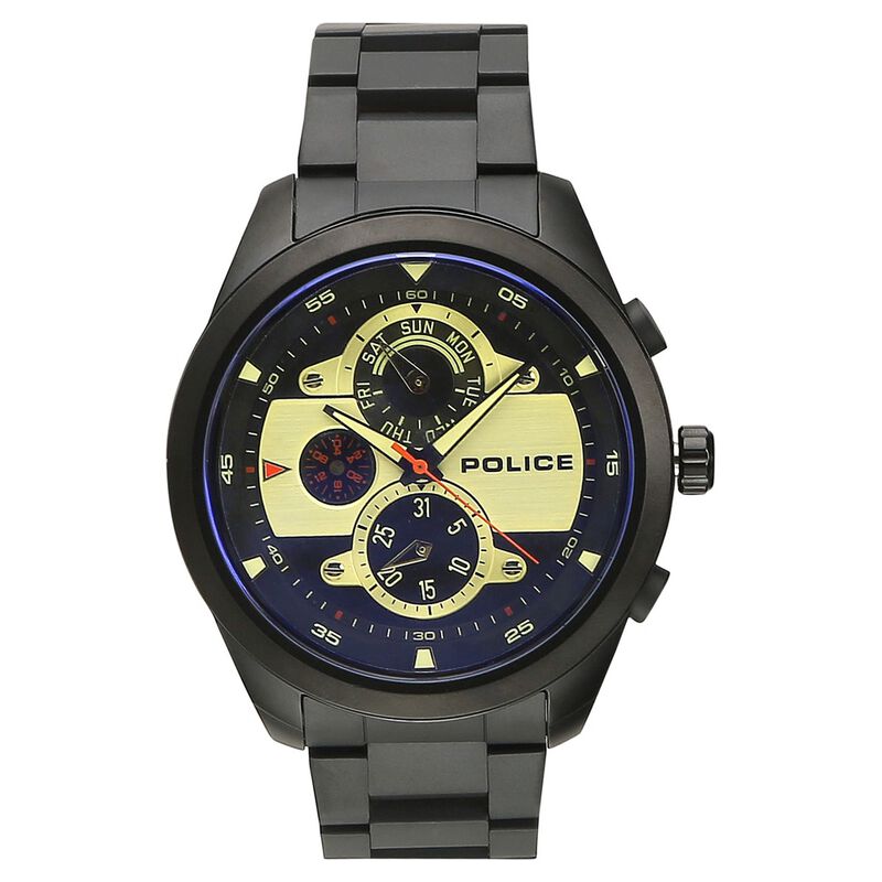Buy Online Police Quartz Multifunction Black Dial Metal Strap Watch for ...