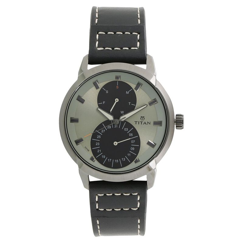 Buy Online Titan Quartz Multifunction Beige Dial Leather Strap watch ...