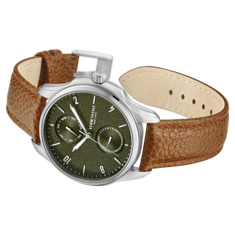 Buy Online Kenneth Cole Quartz Multifunction Green dial Leather Strap ...