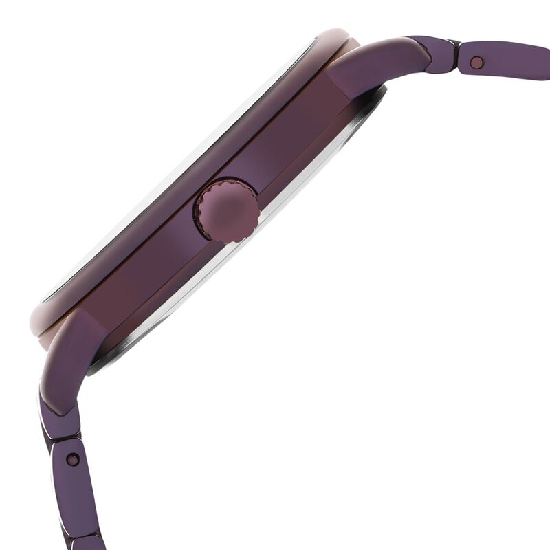Buy Online Coach Quartz Analog Purple Dial Stainless Steel Strap Watch ...