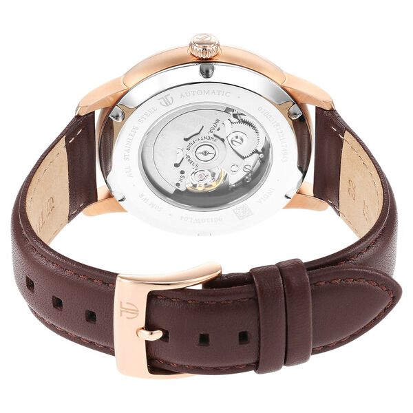 Buy Online Titan Skeletal Automatic Blue Dial Brown Leather Strap Watch ...