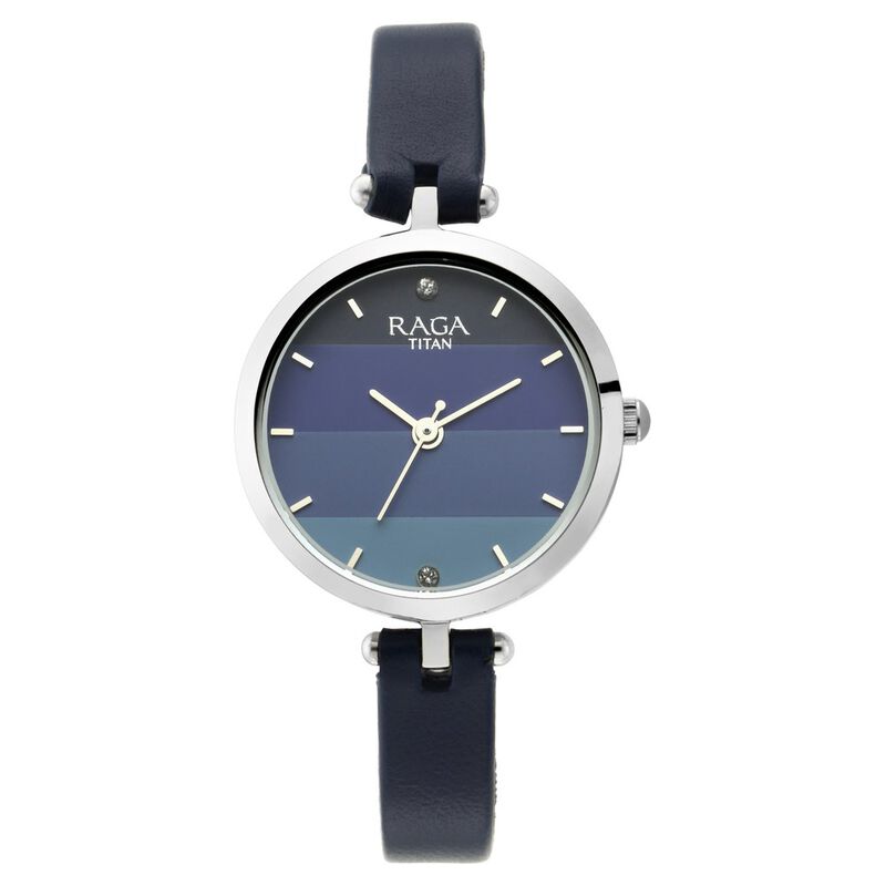 Buy Online Titan Raga Viva Blue Dial Analog Leather Strap watch for ...