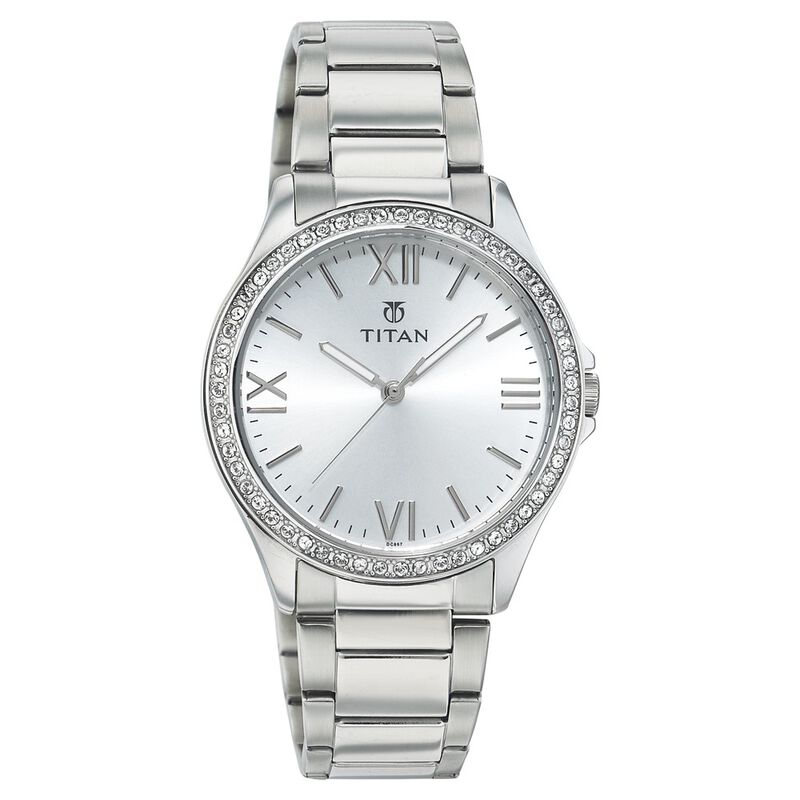 Buy Online Titan Quartz Analog Silver Dial Stainless Steel Strap Watch ...