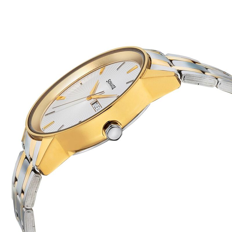 Buy Online Sonata Quartz Analog with Day and Date Silver Dial Bimetal ...