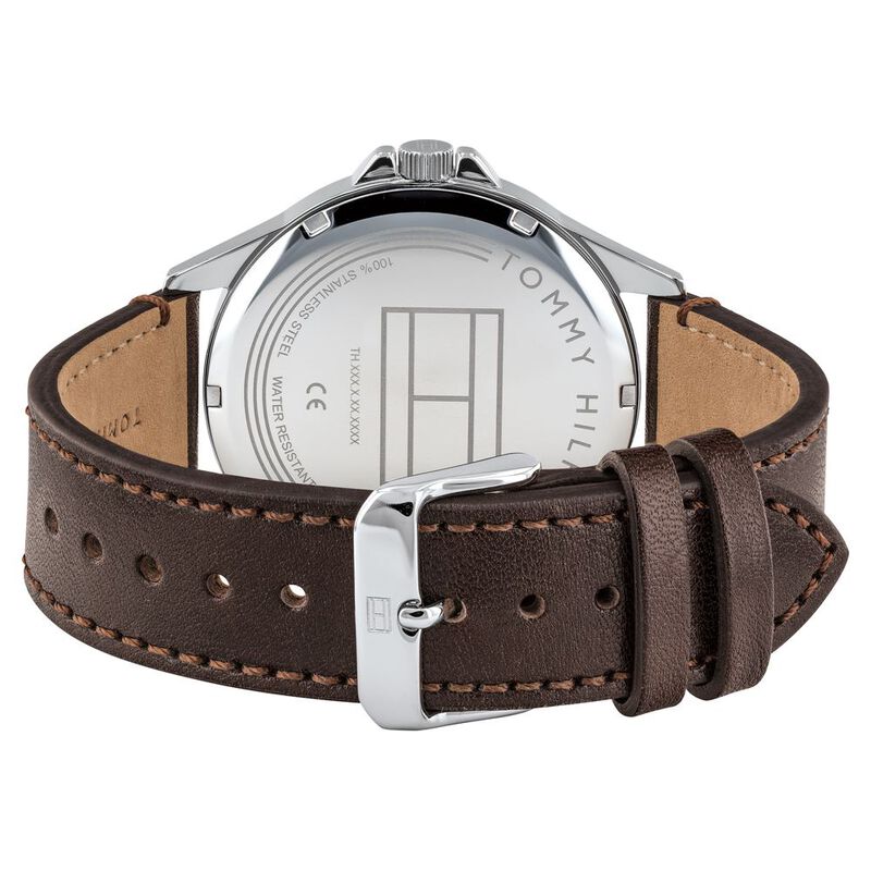Buy Online Tommy Hilfiger Quartz Multifunction Grey Dial Leather Strap ...
