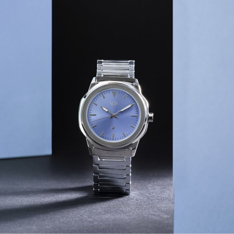 Buy Online Fastrack Vyb Quest Quartz Analog Blue Dial Silver Color ...