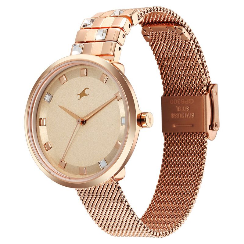 Buy Online Fastrack Fleek Quartz Analog Pink Dial Stainless Steel Strap ...