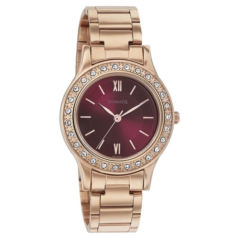 Buy Online Sonata Blush It Up Maroon Dial Women Watch With Stainless ...