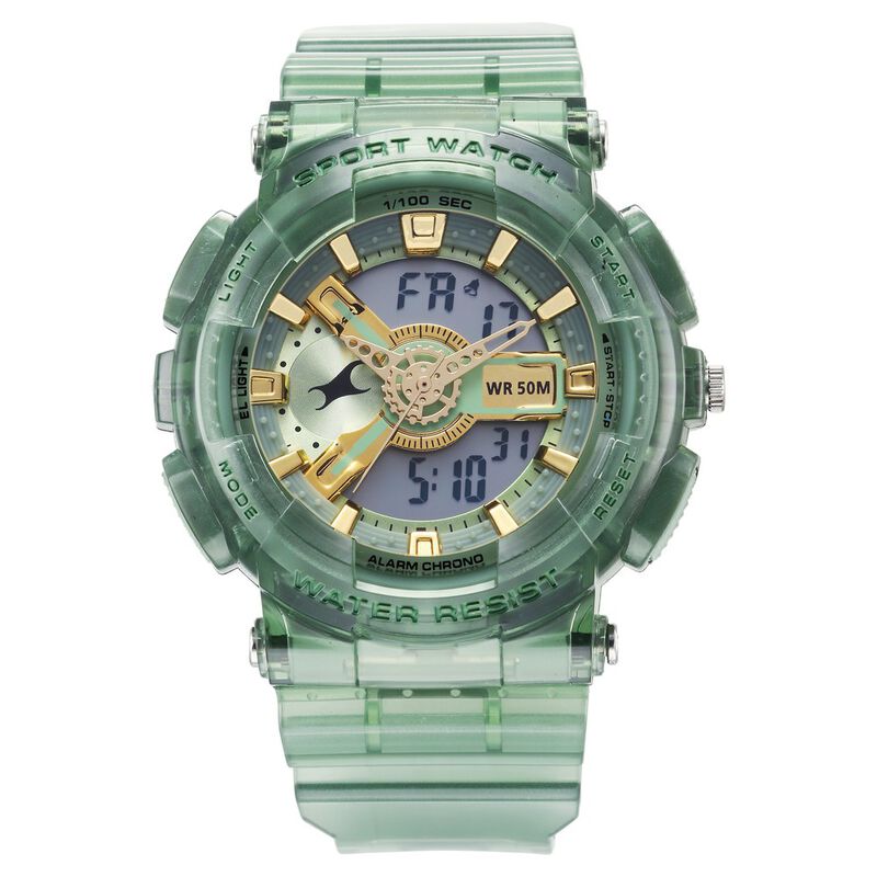 Buy Online Fastrack StreetStyle Digital Dial Translucent Green PU Strap ...