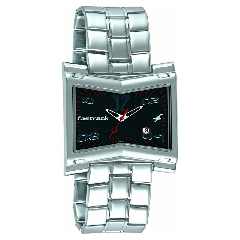 Buy Online Fastrack Quartz Analog with Date Black Dial Stainless Steel ...