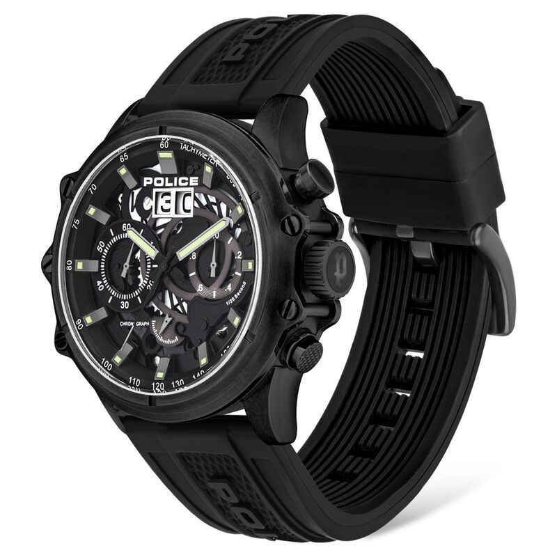 Buy Online Police Quartz Chronograph Black Dial Silicone Strap Watch ...