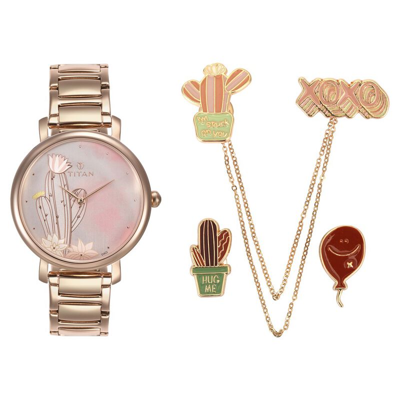 Buy Online Titan Valentine Rose Gold Dial Women Watch With Metal Strap ...