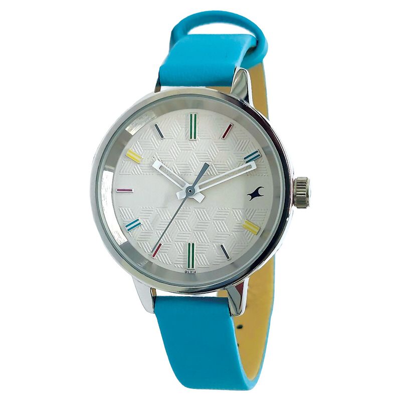 Buy Online Fastrack Quartz Analog White Dial With Blue Color Leather ...