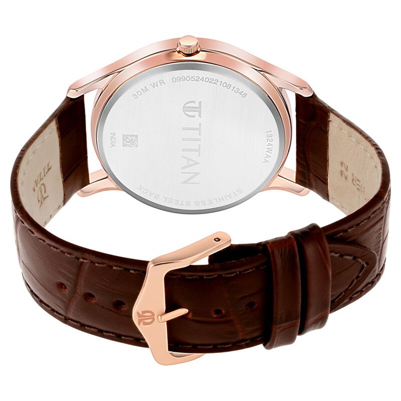 Buy Online Titan Analog with Day and Date White Dial Leather Strap ...