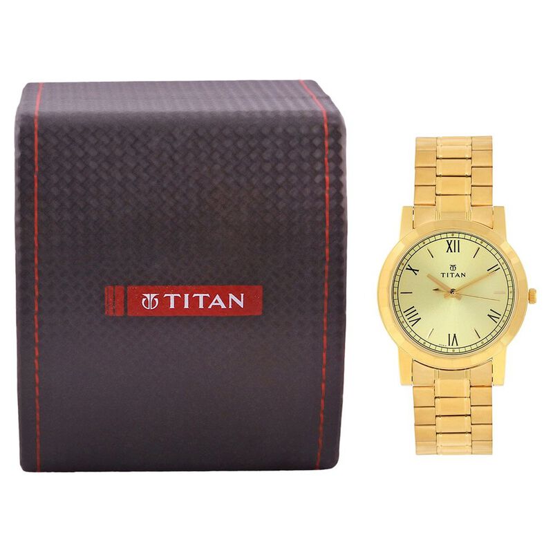 Buy Online Titan Quartz Analog Champagne Dial Watch for Men - 1644ym02 ...