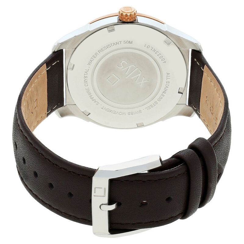 Buy Online Xylys Quartz Analog with Day and Date Silver Dial Leather ...