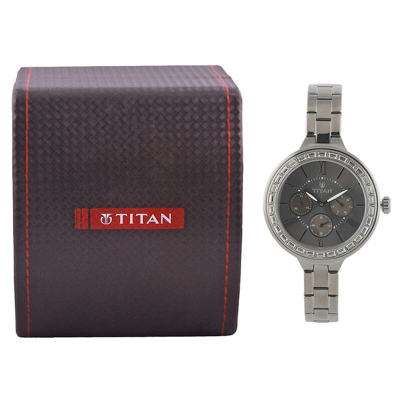 Buy Online Titan Quartz Analog Grey Dial Metal Strap Watch for Women ...