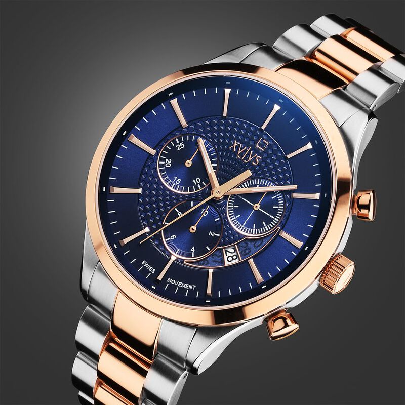 Buy Online Xylys Quartz Chronograph Blue Dial Two Toned Stainless Steel ...