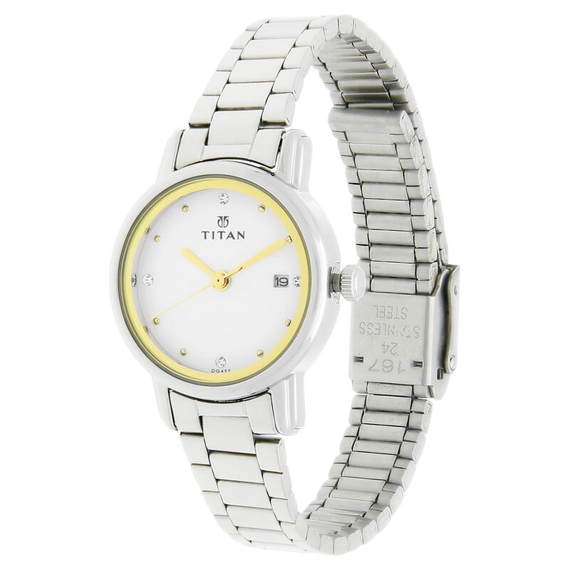 Buy Online Titan Karishma White Dial Women Watch With Stainless Steel ...