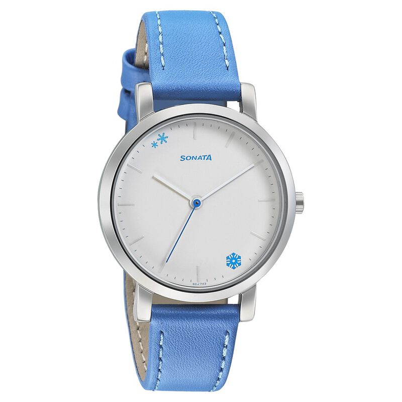Buy Online Sonata Play Silver Dial Women Watch With Leather Strap ...
