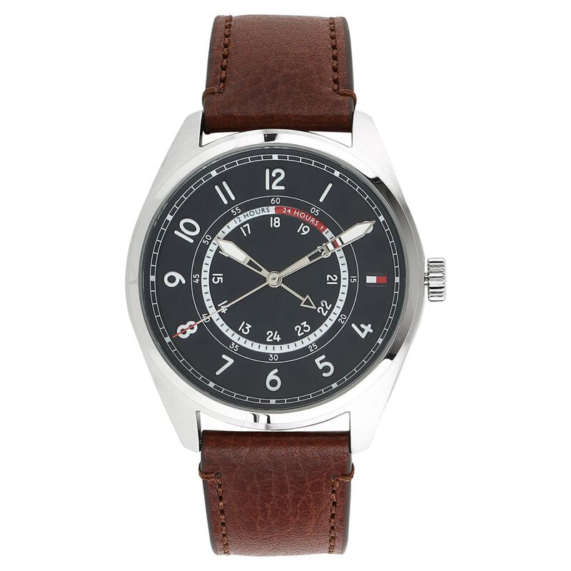 Buy Online Tommy Hilfiger Quartz Analog Black Dial Leather Strap Watch ...