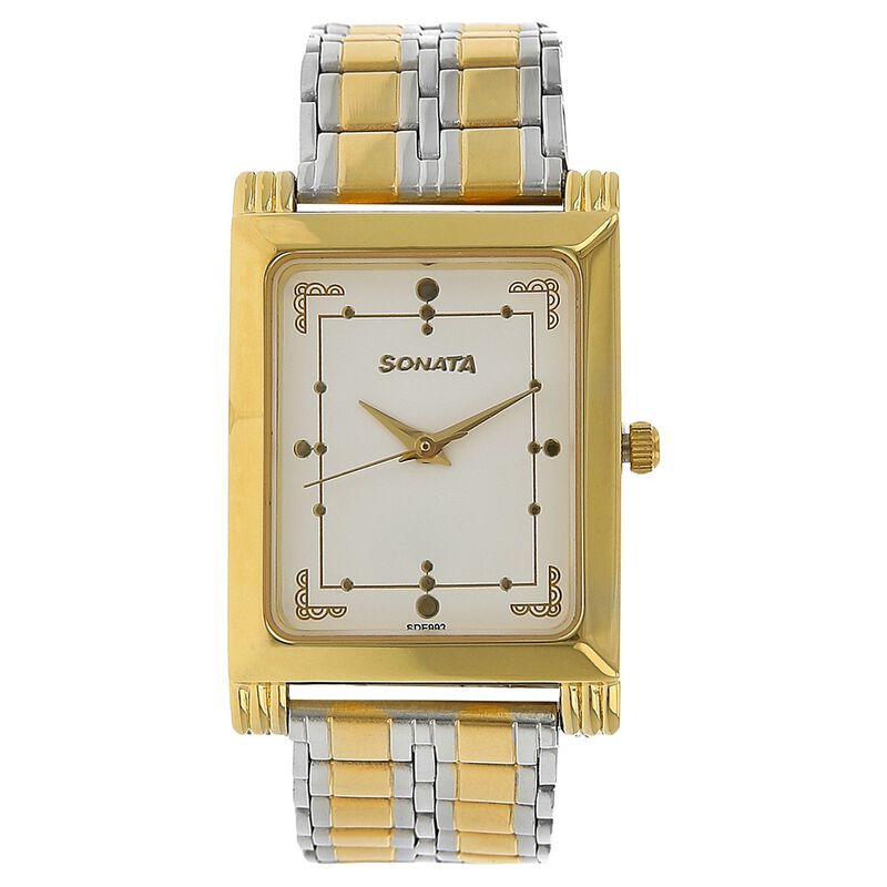 Buy Online Sonata Quartz Analog White Dial Stainless Steel Strap Watch ...