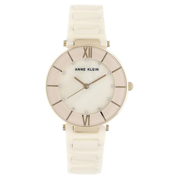 Buy Online Anne Klein Quartz Analog Pink Dial Ceramic Strap Watch for ...