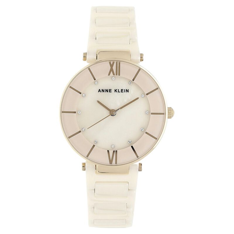 Buy Online Anne Klein Quartz Analog Pink Dial Ceramic Strap Watch for ...