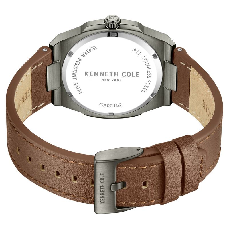 Buy Online Kenneth Cole Quartz Analog Green Dial Brown Leather Strap ...