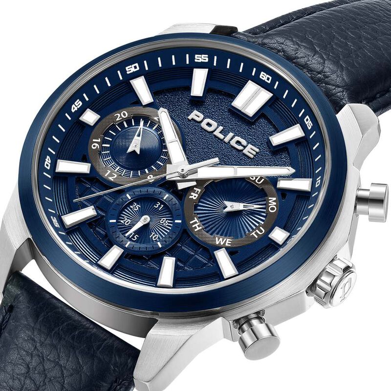 Buy Online Police Quartz Multifunction Blue dial Leather Strap Watch ...