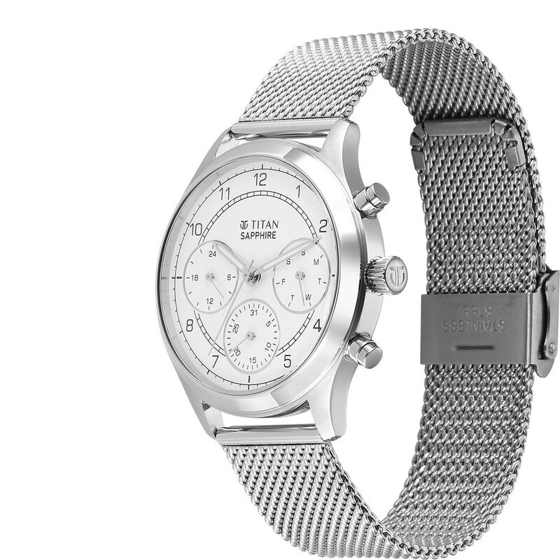 Buy Online Titan Sapphire Quartz Multifunction White Dial Stainless ...