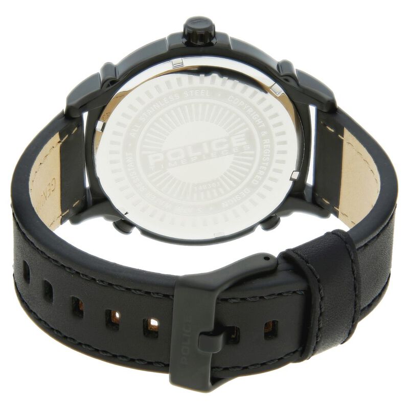 Buy Online Police Quartz Multifunction Black Dial Leather Strap Watch ...