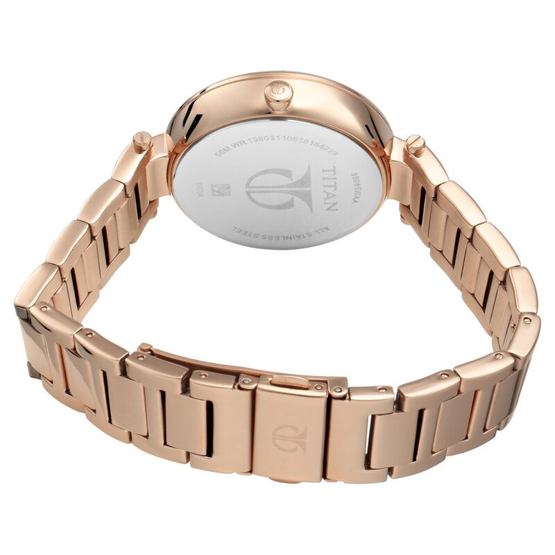 Buy Online Titan Stellar Rose Gold Dial Moonphase Stainless Steel Strap ...