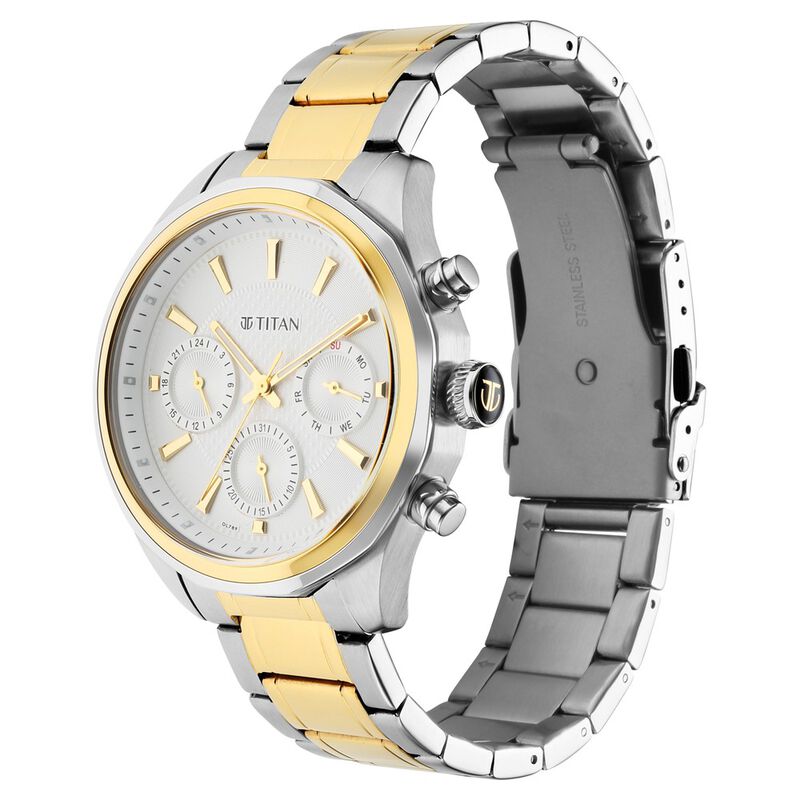Buy Online Titan Quartz Multifunction Silver Dial Stainless Steel Strap ...