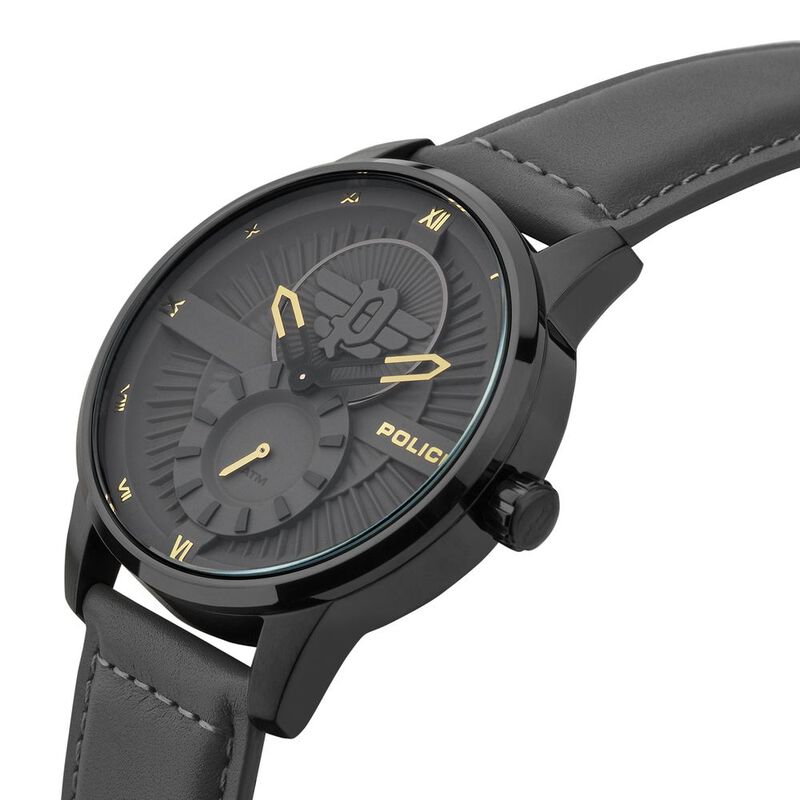 Buy Online Police Quartz Analog Grey Dial Leather Strap Watch for Men ...